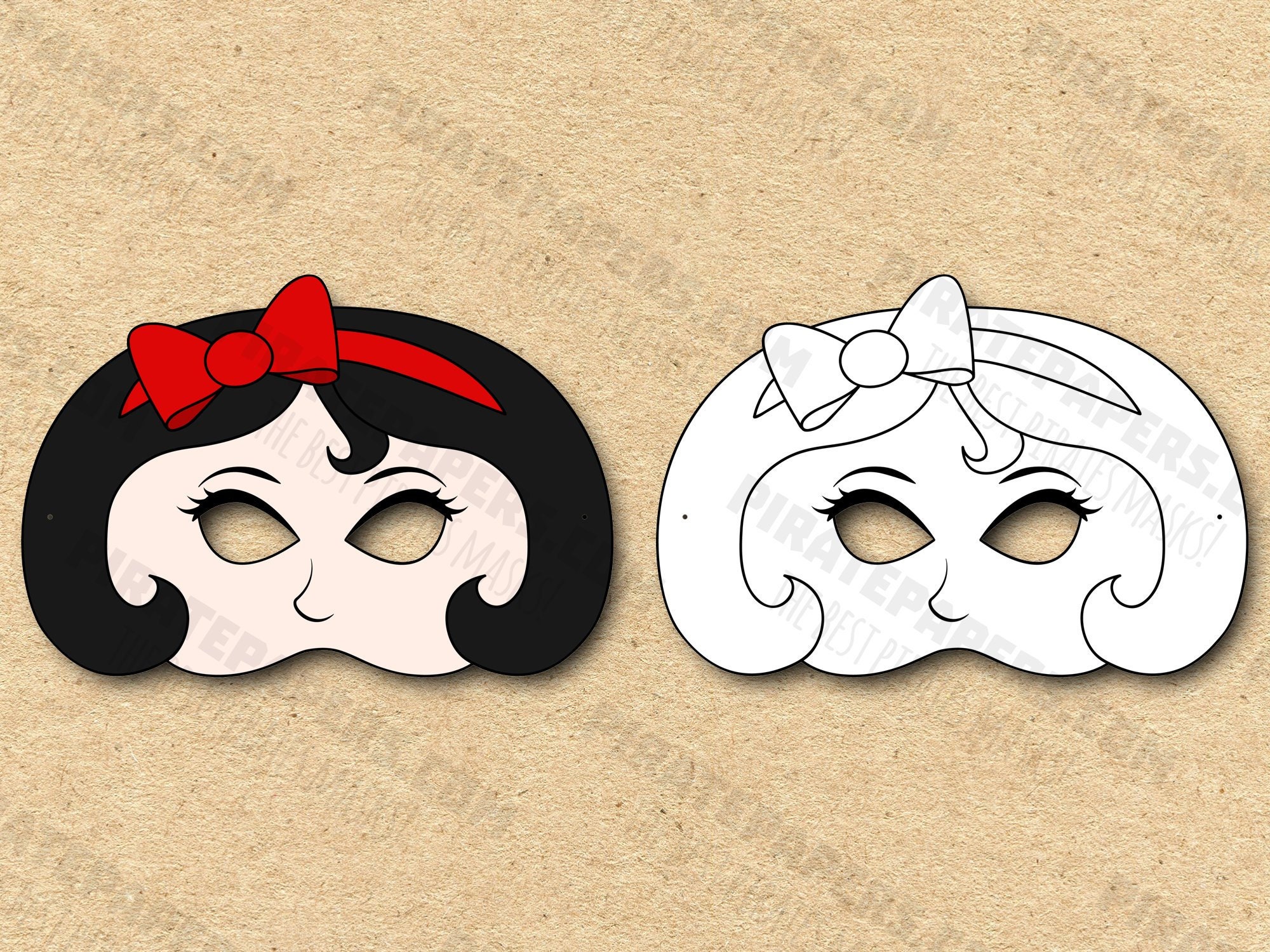 Snow White Masks Printable Color + Coloring, Paper DIY for Kids and ...