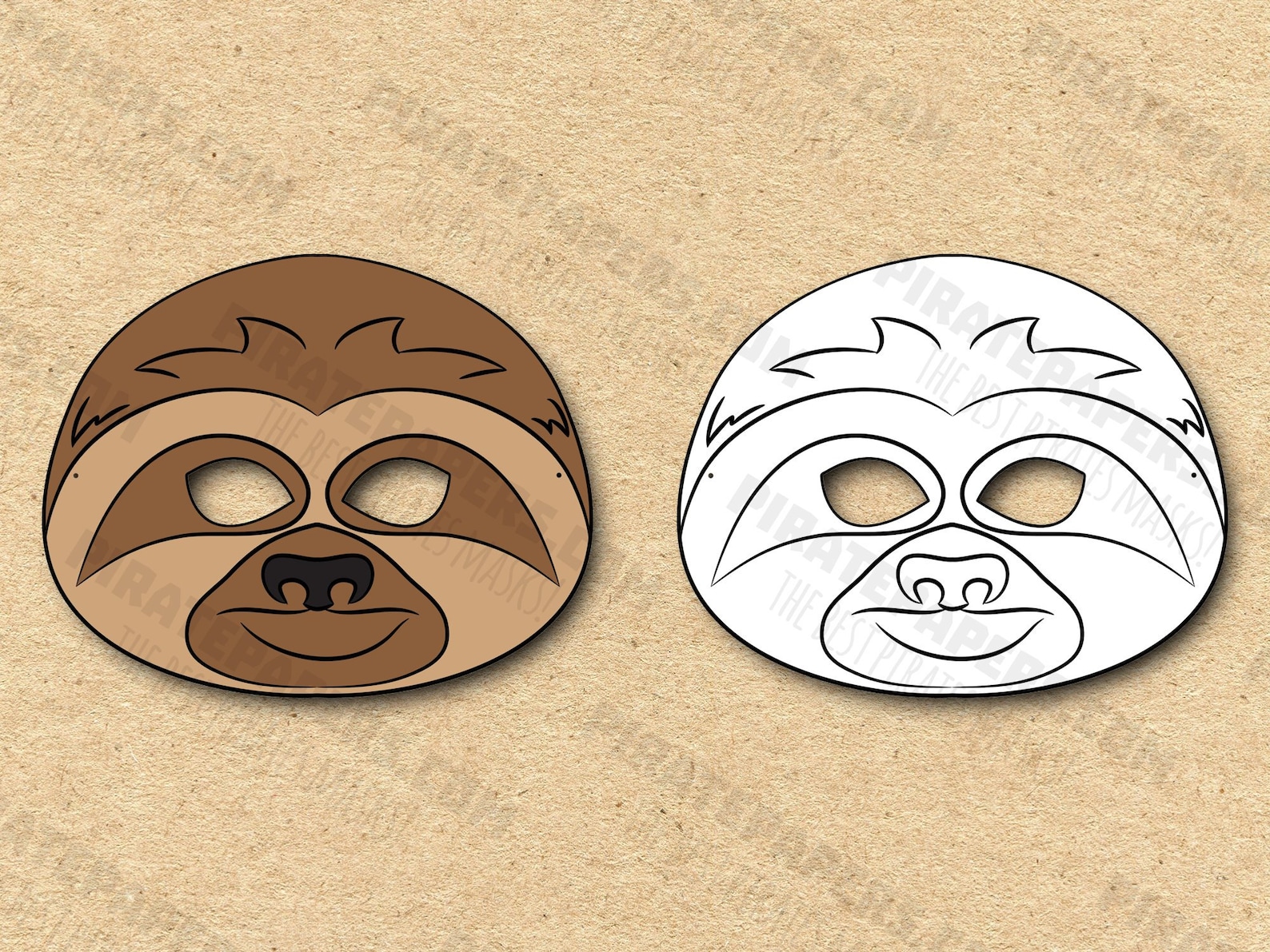 Sloth Masks Printable Color Coloring, Paper DIY for Kids and Adults ...