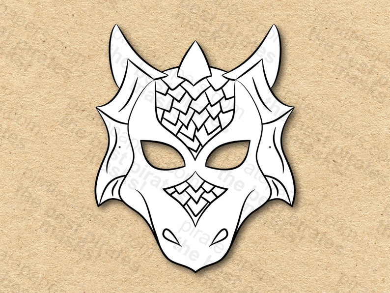 Dragon Mask Printable Coloring Paper DIY for Kids and Adults. - Etsy