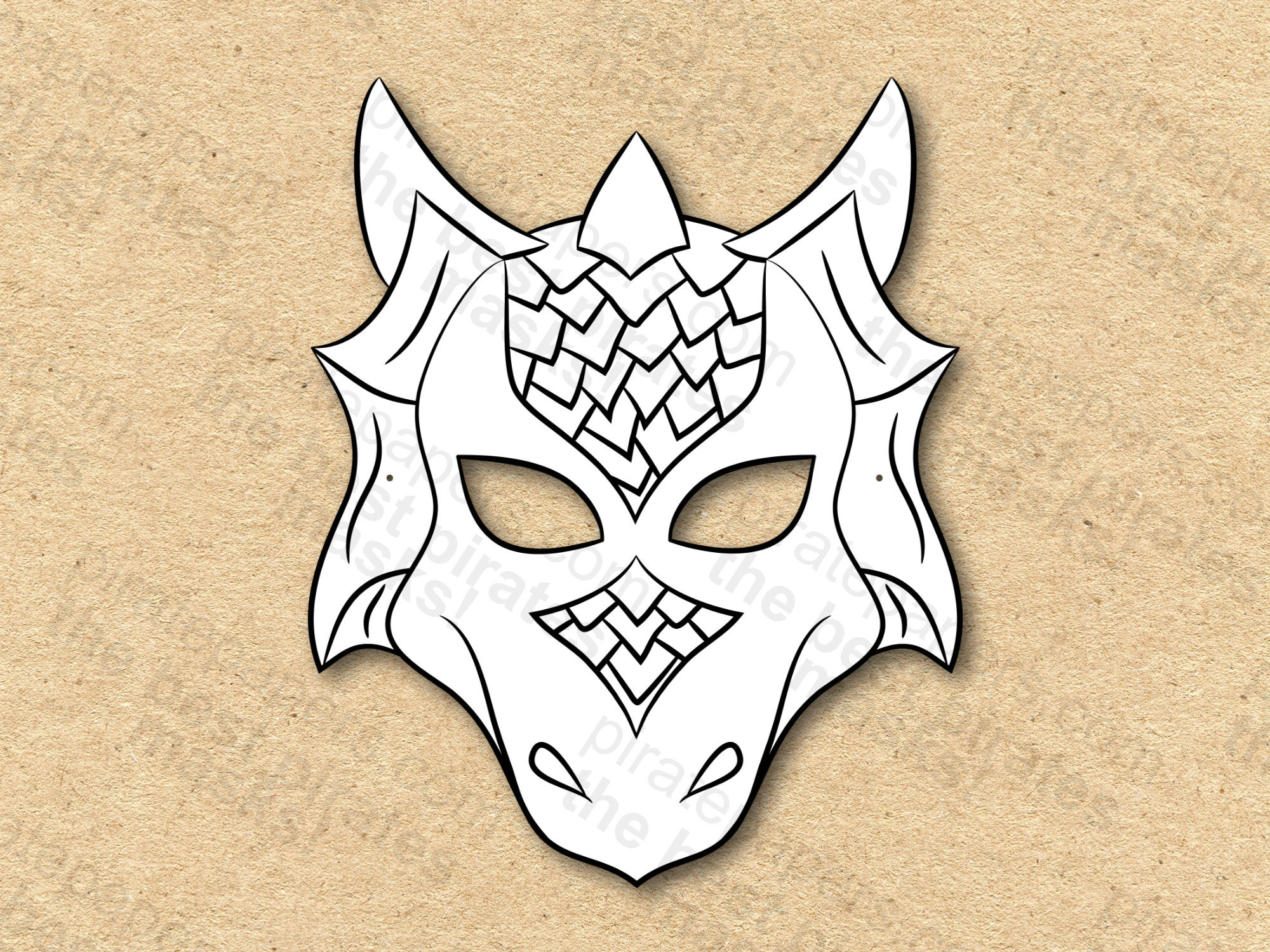 Dragon Mask Printable Coloring Paper DIY for Kids and Adults. - Etsy