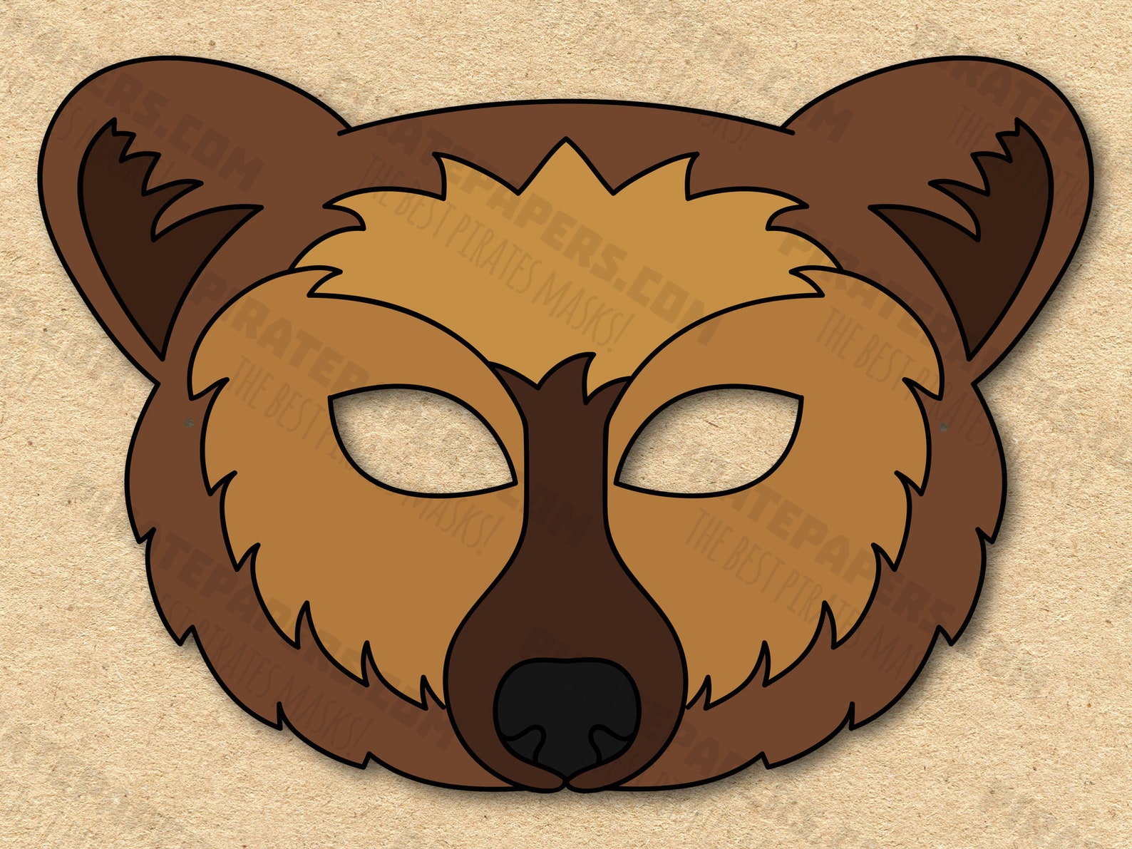 Bear Mask Printable, Paper DIY for Kids and Adults. PDF Template ...