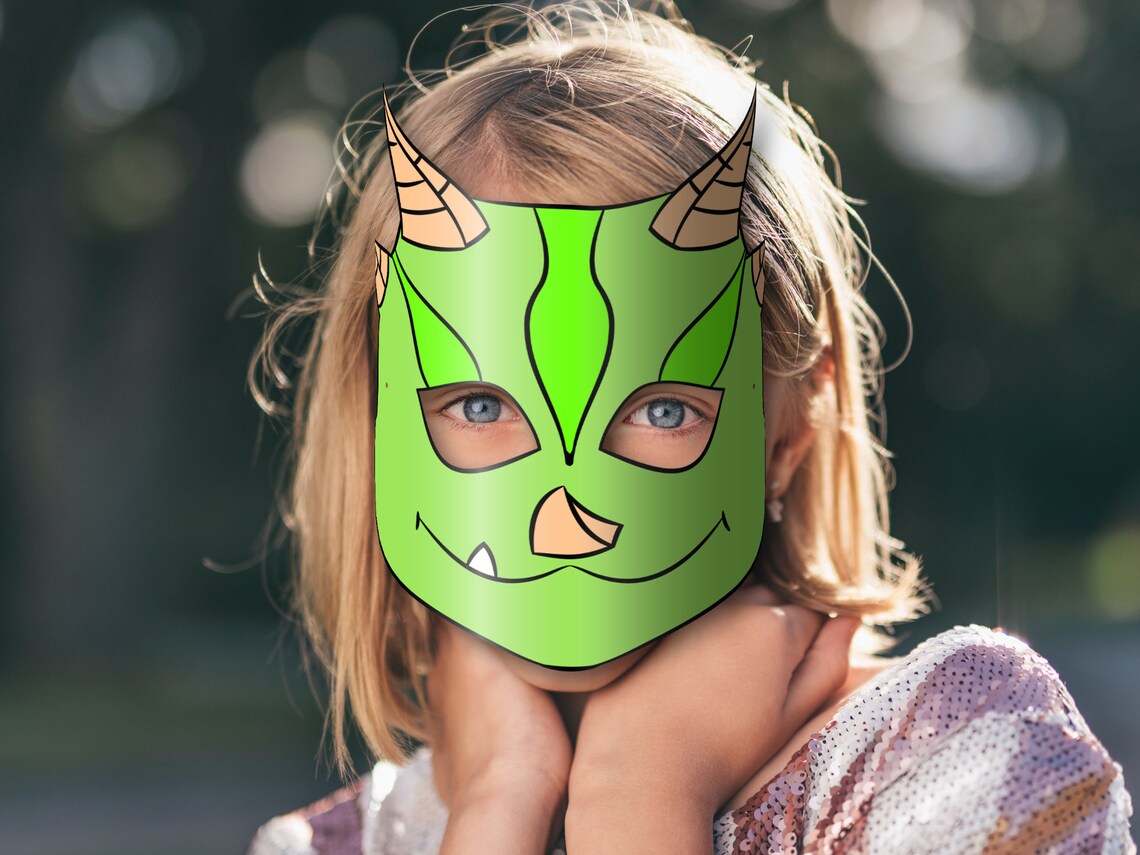 Baby Dragon Mask Printable, Paper DIY for Kids and Adults. PDF Template ...