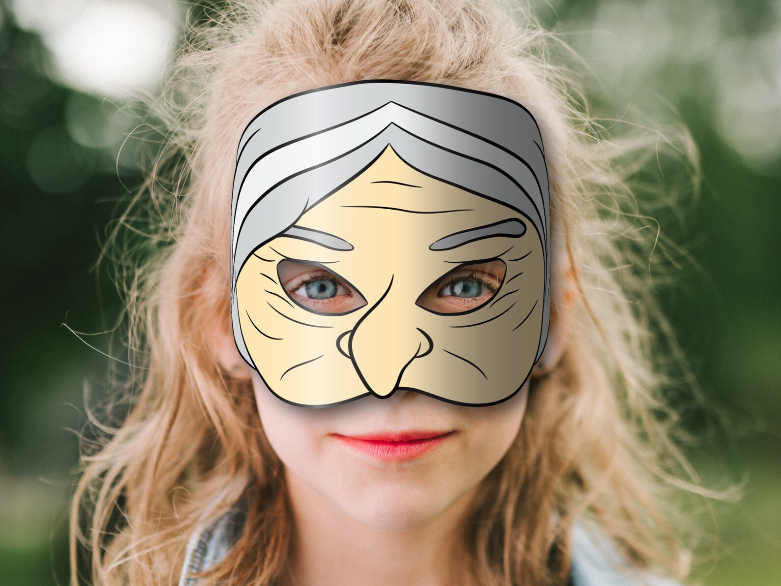 Old Woman Mask Printable, Paper DIY for Kids and Adults. PDF Template ...