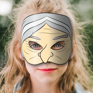 Old Woman Mask Printable, Paper DIY for Kids and Adults. PDF Template ...
