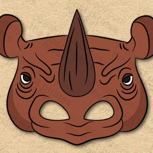 Rhino Mask Printable Paper DIY for Kids and Adults. PDF - Etsy