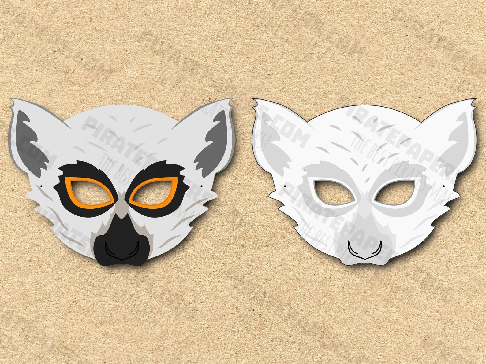 Lemur Masks Printable Color Coloring Paper DIY for Kids and - Etsy
