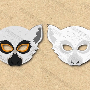 Lemur Masks Printable Color + Coloring, Paper DIY for Kids and Adults ...