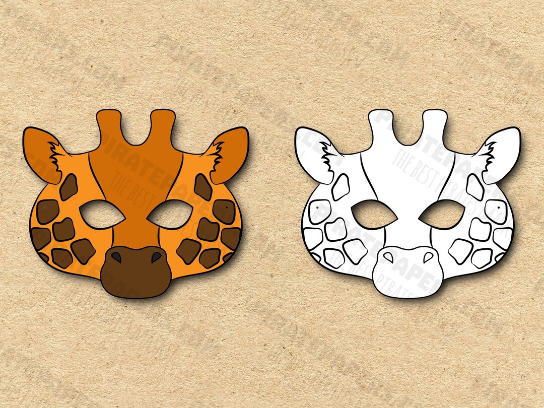 Giraffe Masks Printable Color + Coloring, Paper DIY for Kids and Adults ...