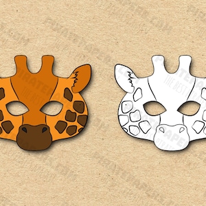 Giraffe Masks Printable Color + Coloring, Paper DIY for Kids and Adults ...