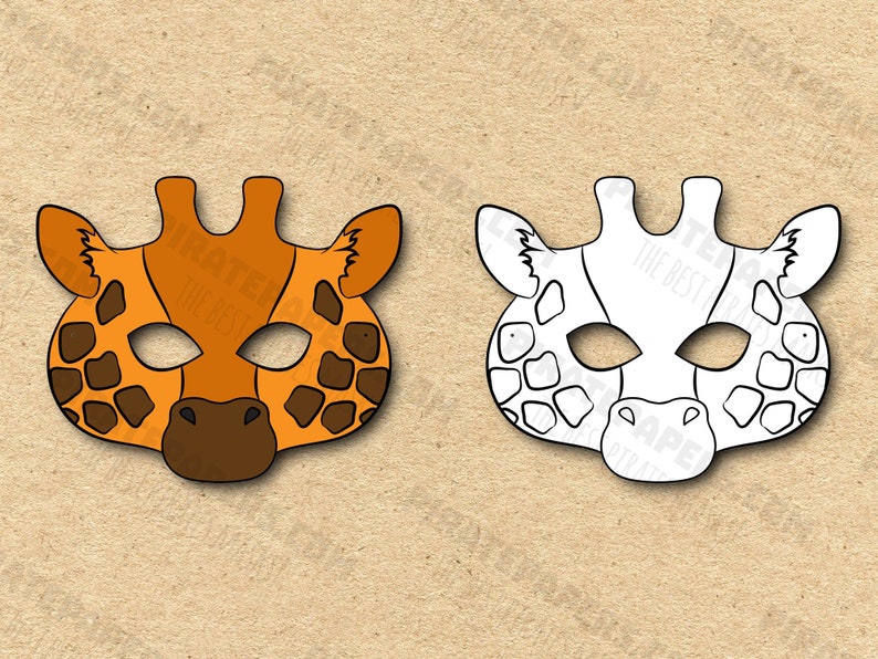 Giraffe Masks Printable Color + Coloring, Paper DIY for Kids and Adults ...