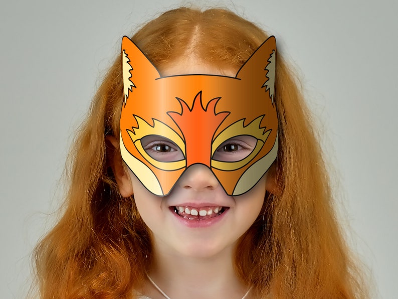 Buy Fox Mask Printable, Paper DIY for Kids and Adults. PDF Template ...