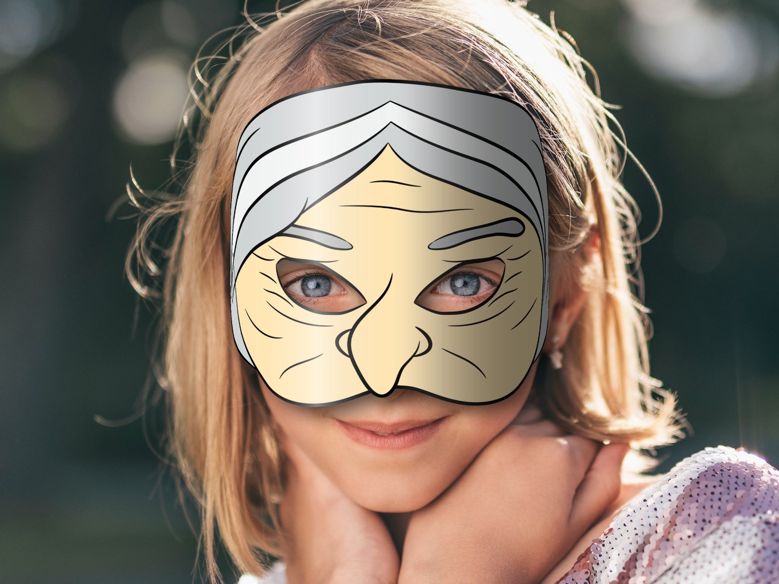Old Woman Mask Printable, Paper DIY for Kids and Adults. PDF Template ...