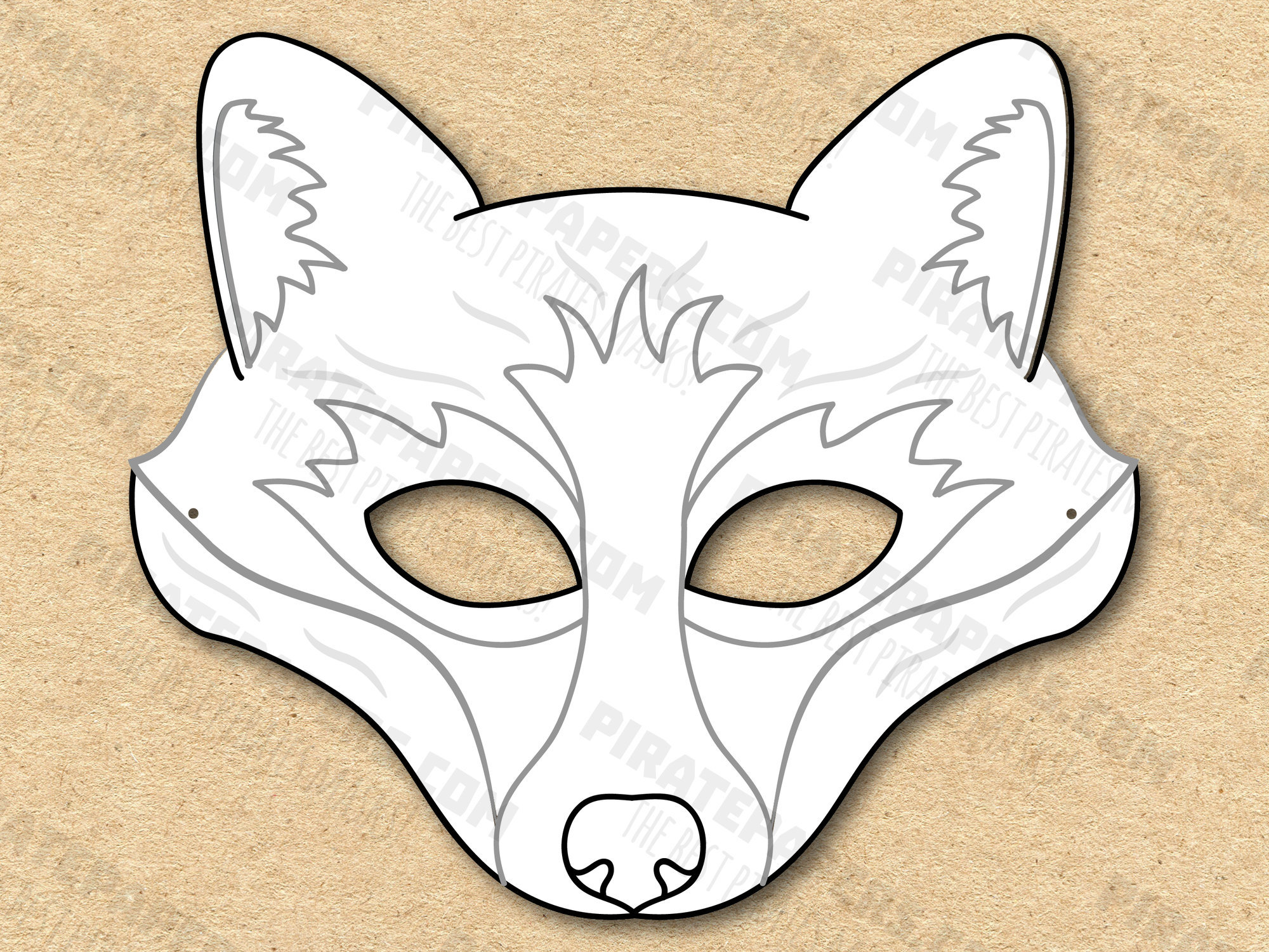 Black Fox Masks Printable Color Coloring, Paper DIY for Kids and Adults ...