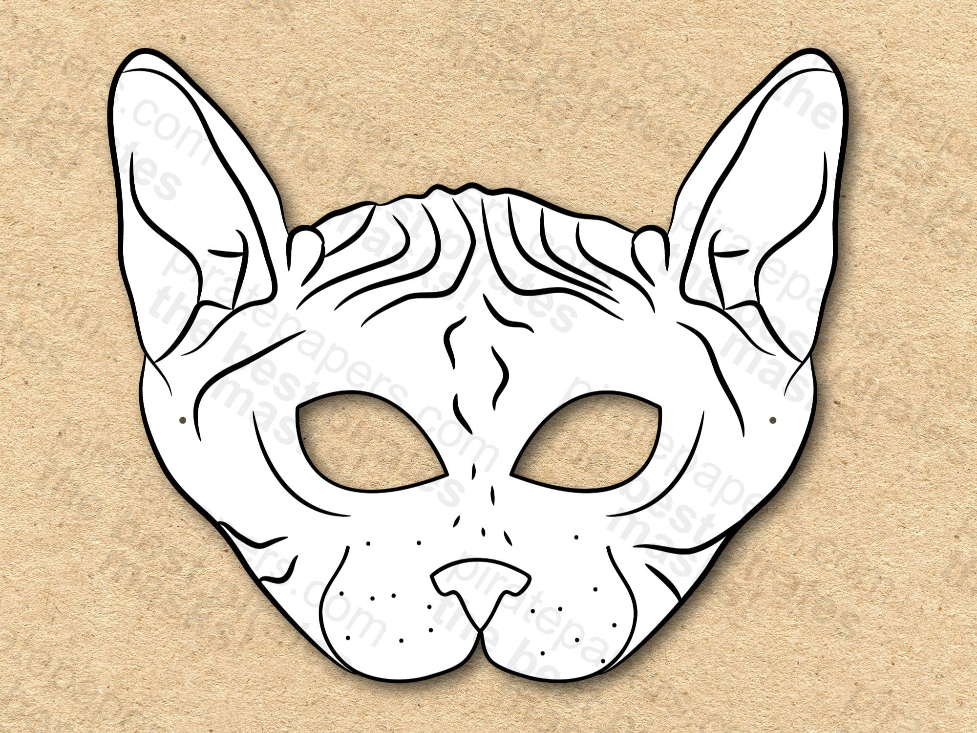 Cat Sphynx Mask Printable Coloring Breed Paper DIY for Kids - Etsy