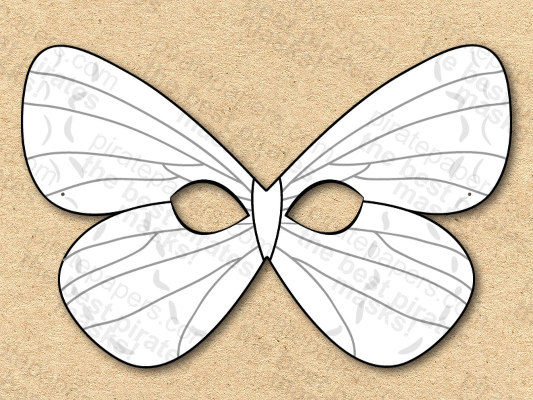 Butterfly Mask Printable Coloring Summer Azure Paper DIY for - Etsy