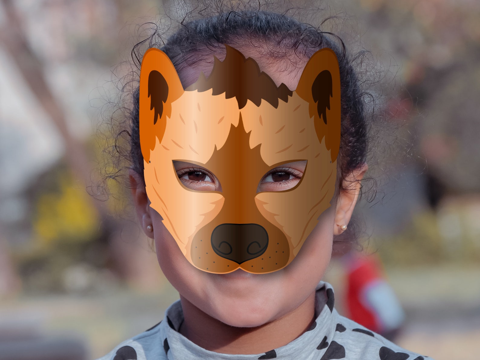 Hyena Mask Printable, Paper DIY for Kids and Adults. PDF Template ...