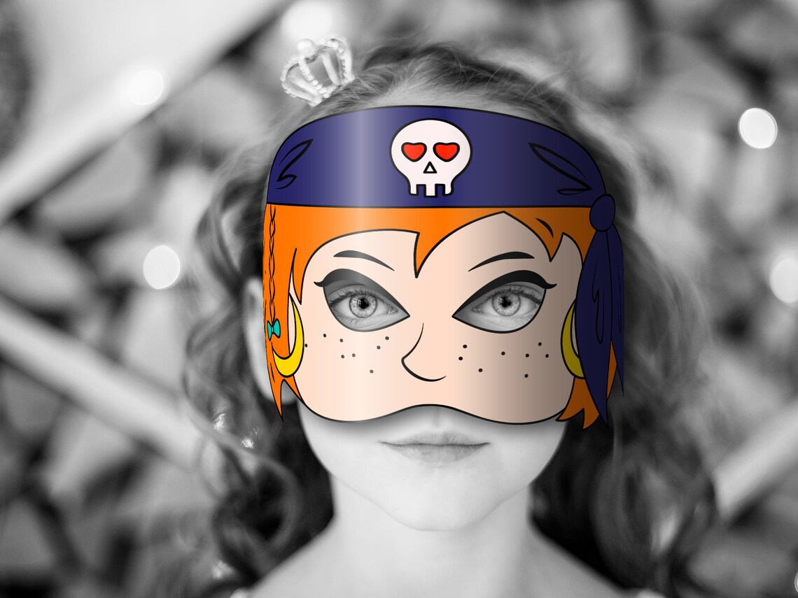 Pirate Girl Mask Printable Paper DIY for Kids and Adults. PDF - Etsy