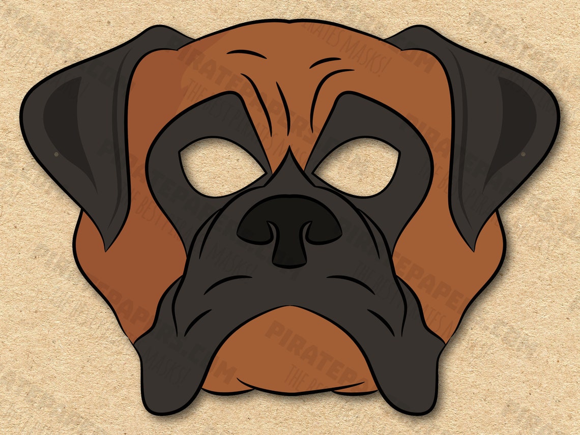 Dog Boxer Mask Printable Breed, Paper DIY for Kids and Adults. PDF ...