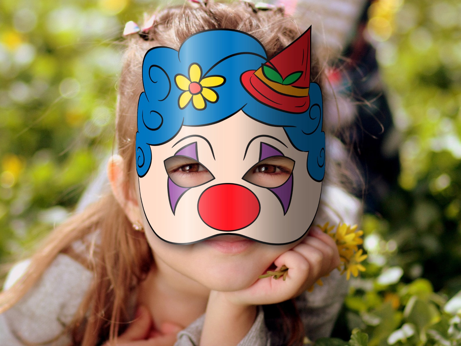 Сircus Clown 2 Printable Mask, Paper DIY for Kids and Adults. PDF ...