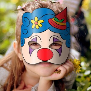 Сircus Clown #2 Printable Mask, Paper DIY for Kids and Adults. PDF ...