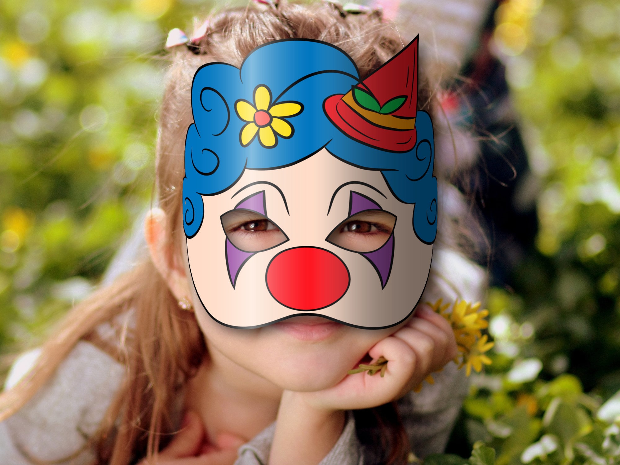 Сircus Clown 2 Printable Mask, Paper DIY for Kids and Adults. PDF ...