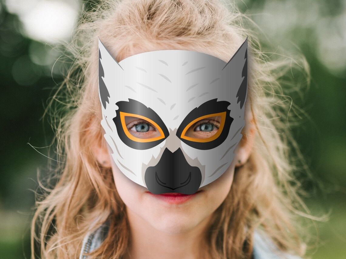 Lemur Mask Printable, Paper DIY for Kids and Adults. PDF Template ...
