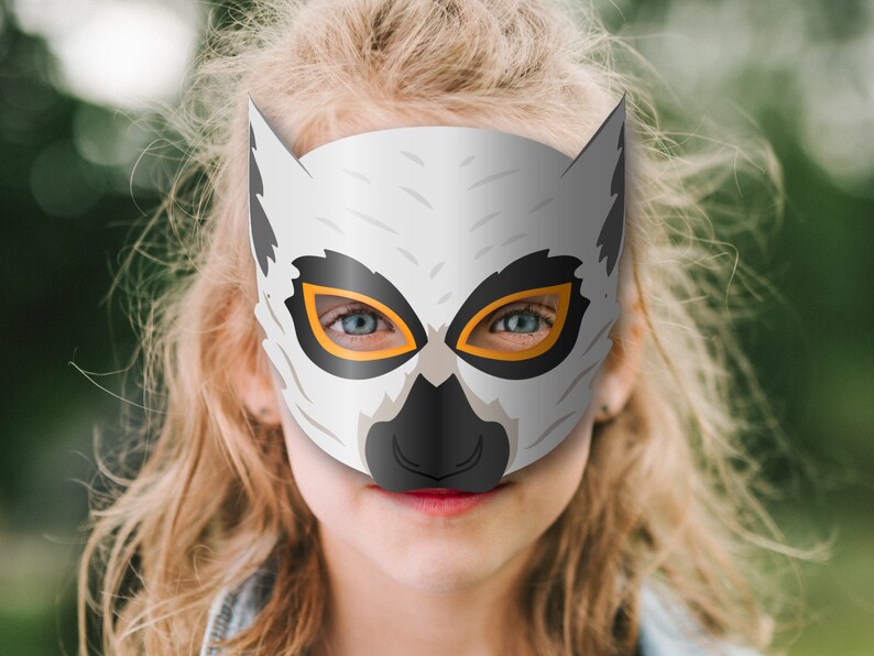 Lemur Mask Printable, Paper DIY for Kids and Adults. PDF Template ...