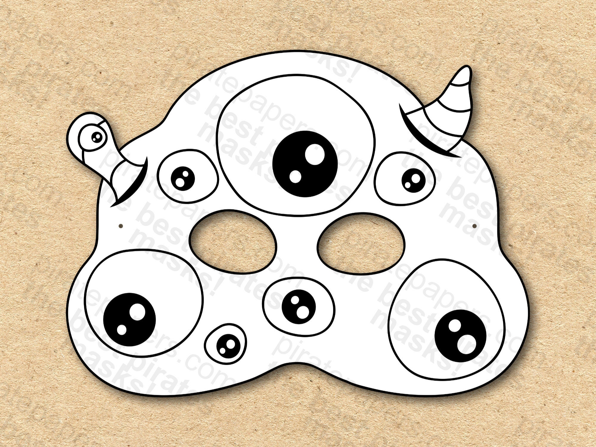 Monster 6 Mask Printable Coloring Paper DIY for Kids and - Etsy