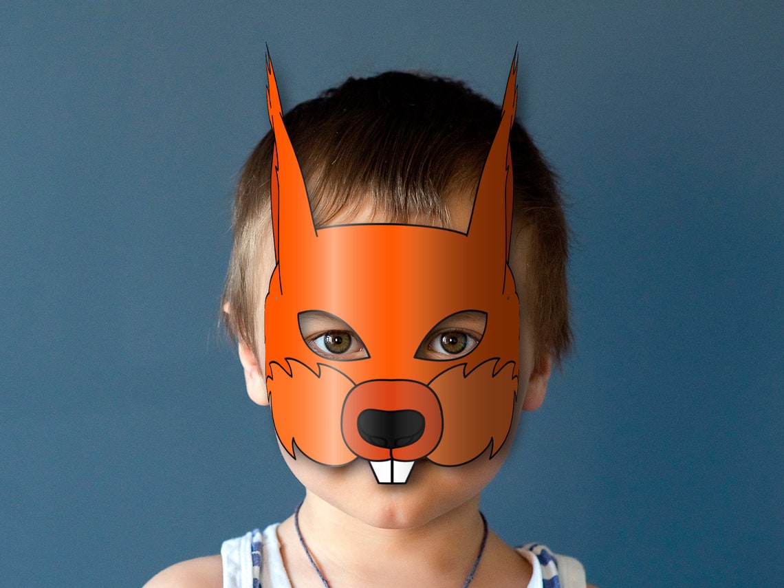 Squirrel Masks Printable Color + Coloring, Paper DIY for Kids and ...