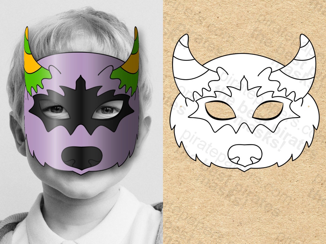 Monster 7 Masks Printable Color Coloring Paper DIY for - Etsy