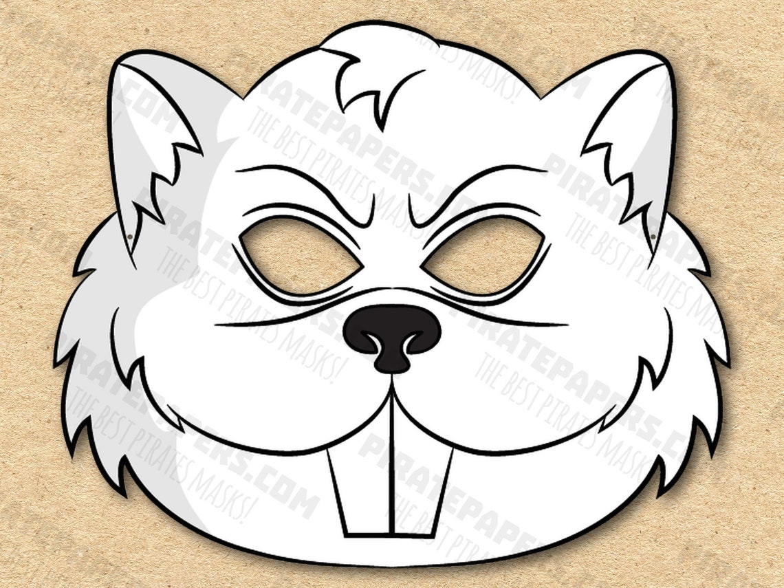 Beaver Masks Printable Color Coloring, Paper DIY for Kids and Adults ...