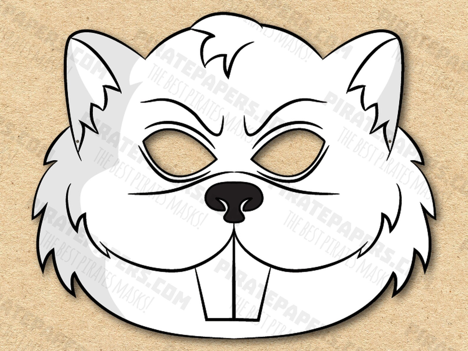 Beaver Mask Printable Coloring, Paper DIY for Kids and Adults. PDF ...