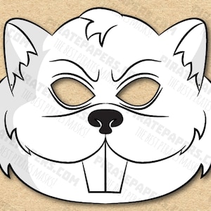 Beaver Mask Printable Coloring, Paper DIY for Kids and Adults. PDF ...
