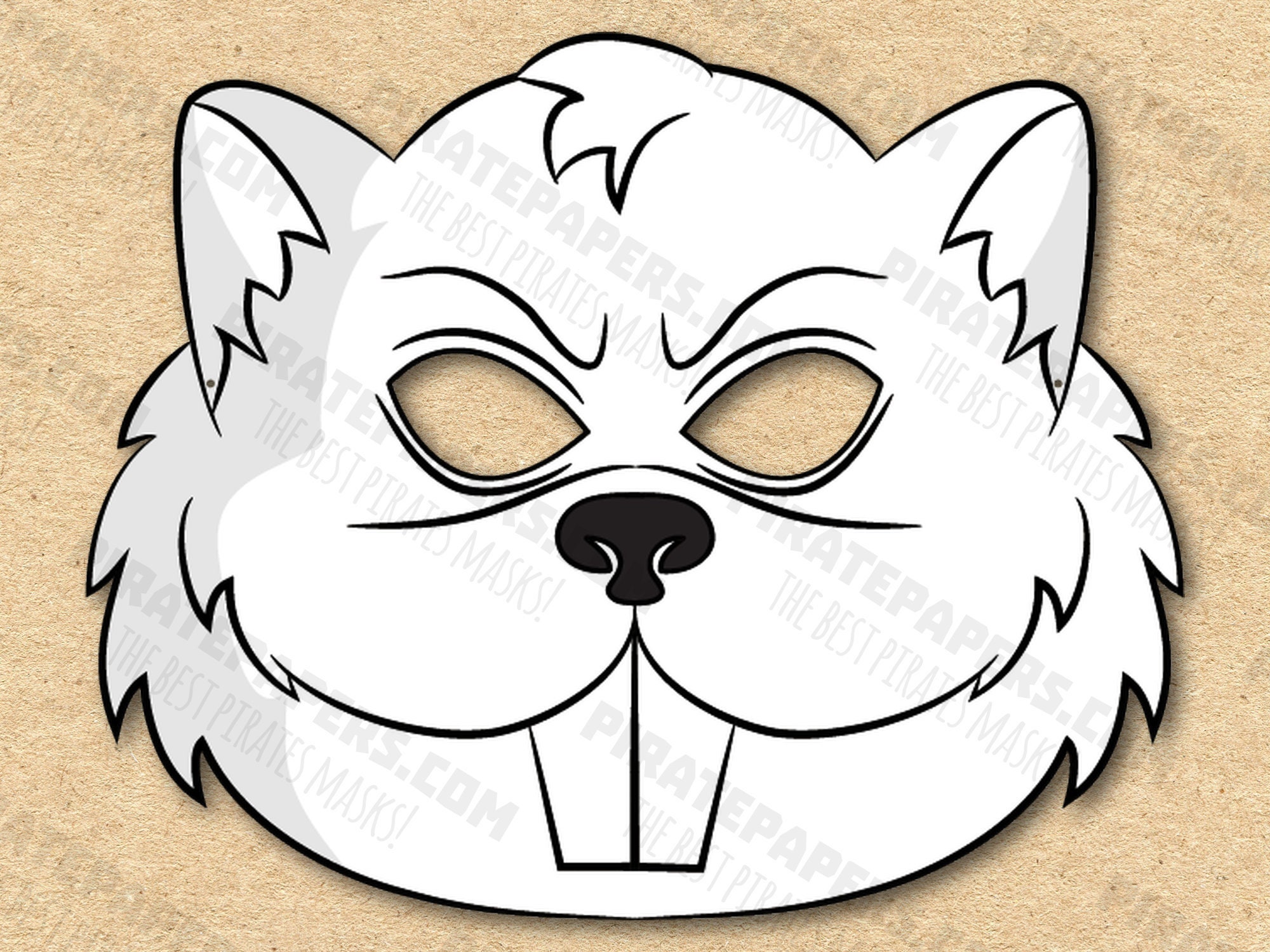 Beaver Masks Printable Color + Coloring, Paper DIY for Kids and Adults ...