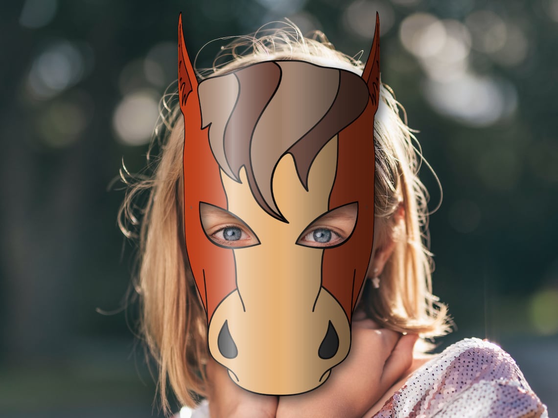 Horse Mask Printable, Paper DIY for Kids and Adults. PDF Template ...