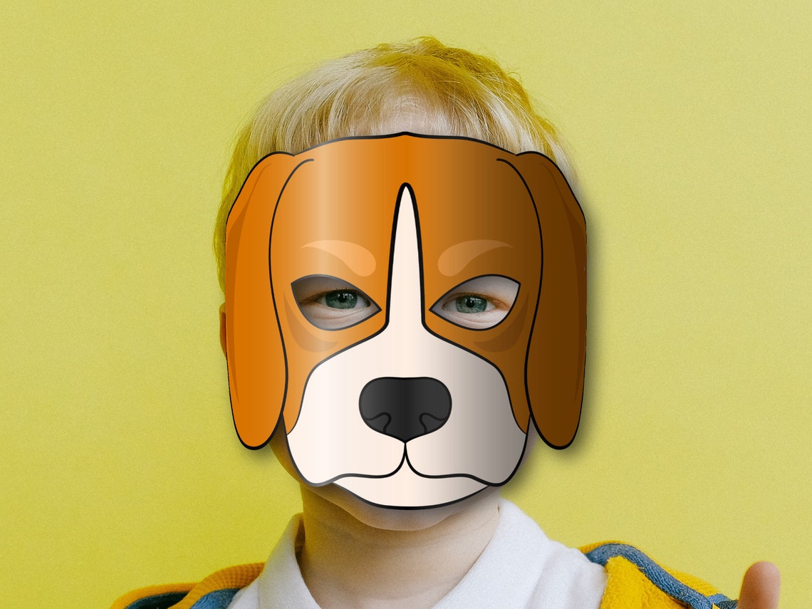 Dog Beagle Mask Printable Breed, Paper DIY for Kids and Adults. PDF ...