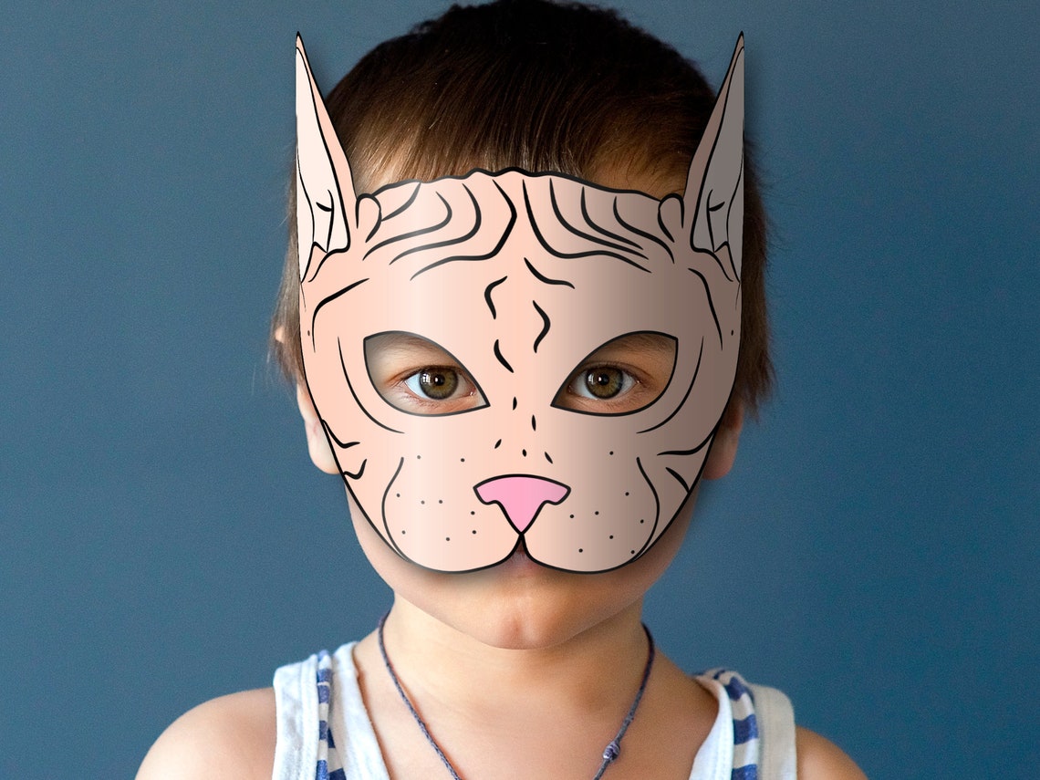 Cat Sphynx Mask Printable Breed, Paper DIY for Kids and Adults. PDF ...
