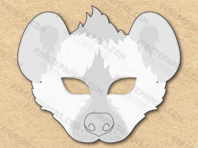 Hyena Masks Printable Color Coloring, Paper DIY for Kids and Adults ...