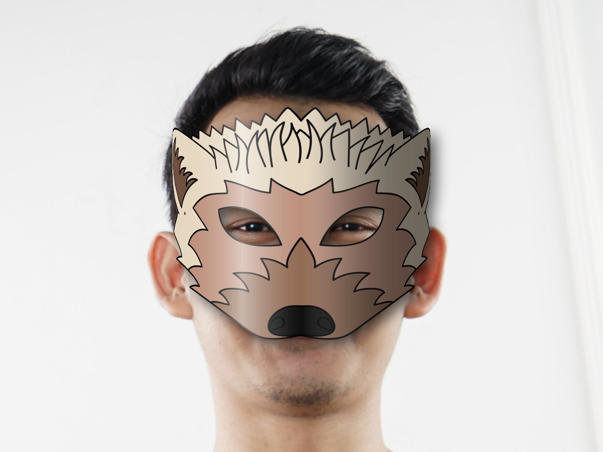 Hedgehog Mask Printable, Paper DIY for Kids and Adults. PDF Template ...