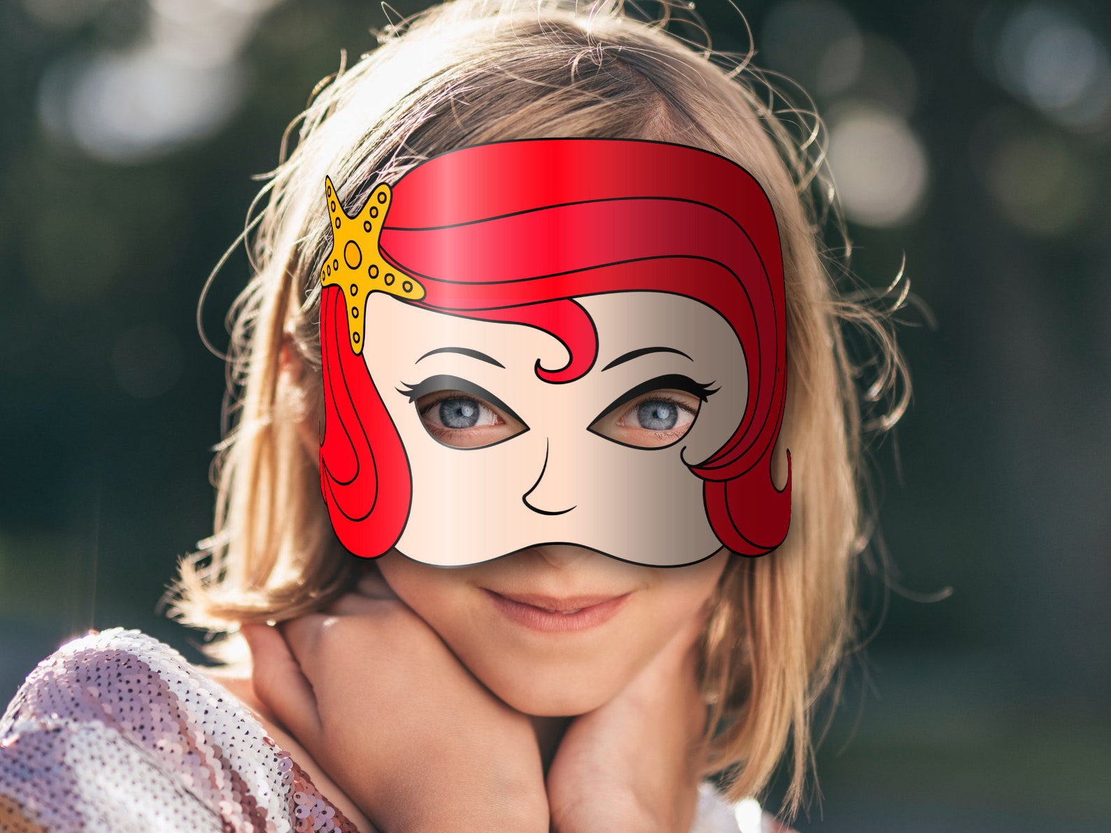 Little Mermaid Mask Printable, Paper DIY for Kids and Adults. PDF ...