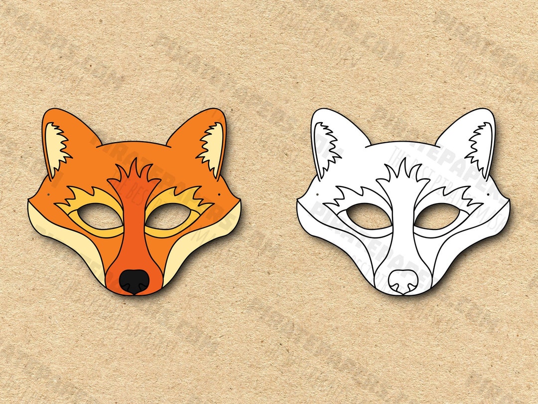 Fox Masks Printable Color + Coloring, Paper DIY for Kids and Adults ...