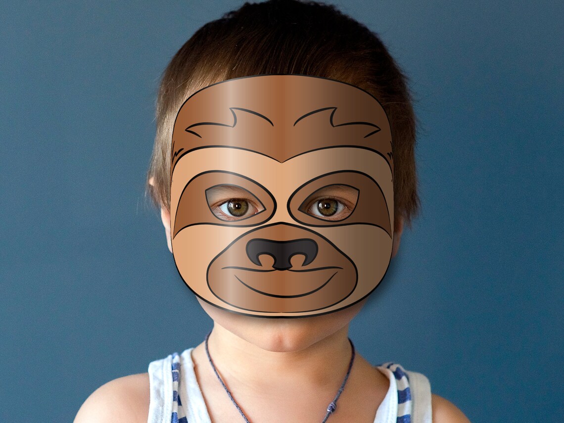 Sloth Mask Printable, Paper DIY for Kids and Adults. PDF Template ...