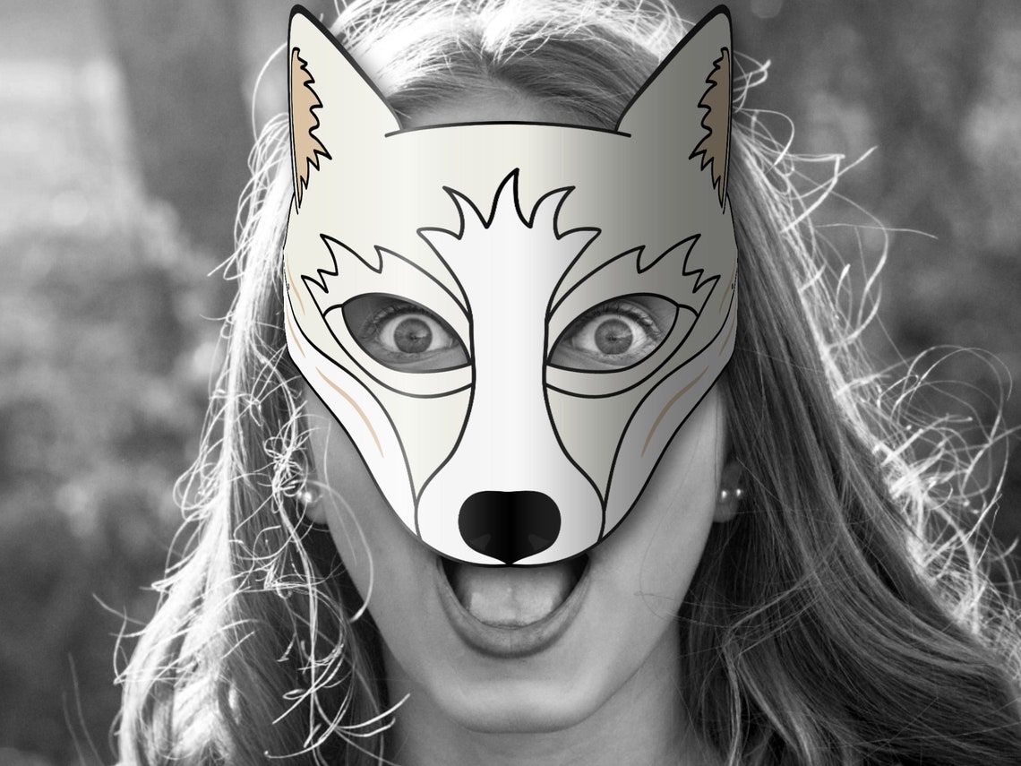 White Fox Mask Printable Paper DIY for Kids and Adults. PDF - Etsy