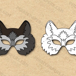 Wolf Masks Printable Color + Coloring, Paper DIY for Kids and Adults ...