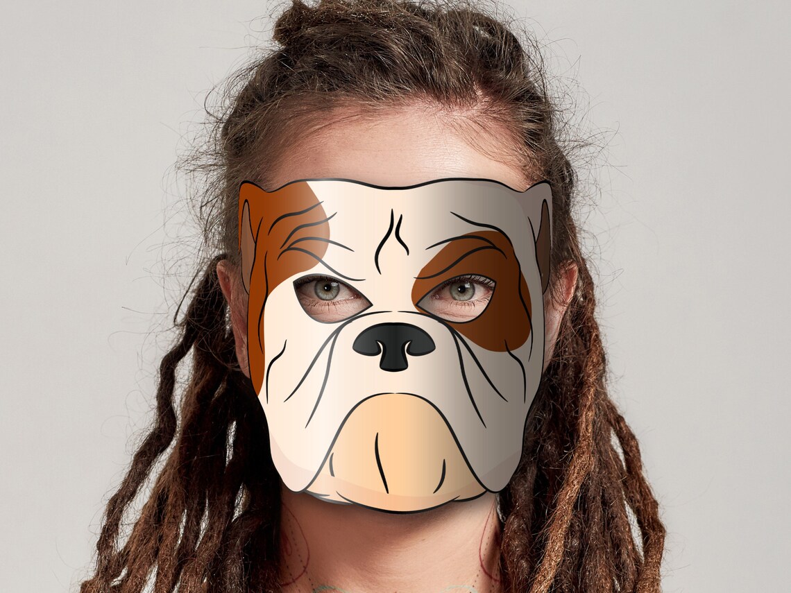 Dog Bulldog Mask Printable Breed, Paper DIY for Kids and Adults. PDF ...