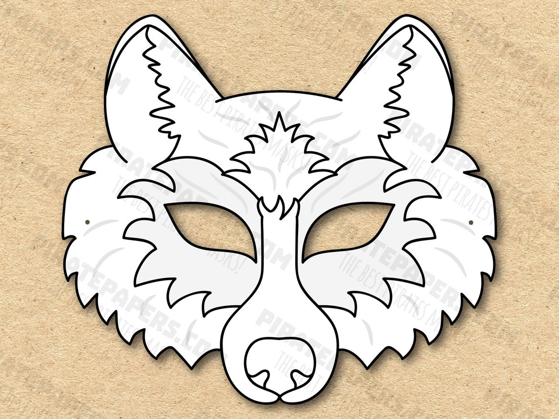 White Wolf Masks Printable Color Coloring, Paper DIY for Kids and ...