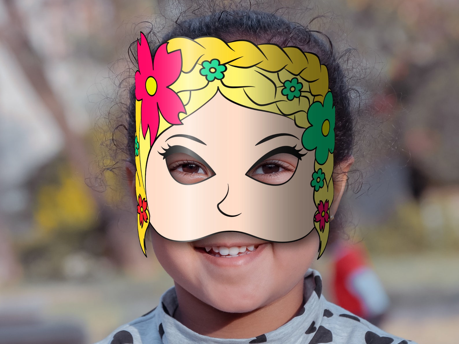 Rapunzel Mask Printable, Paper DIY for Kids and Adults. PDF Template ...