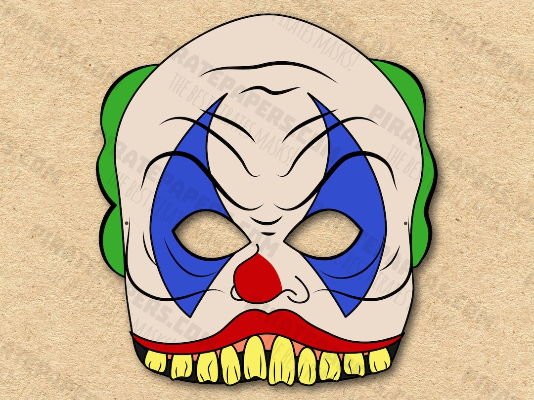 Scary Clown Mask Printable, Paper DIY for Kids and Adults. PDF Template ...