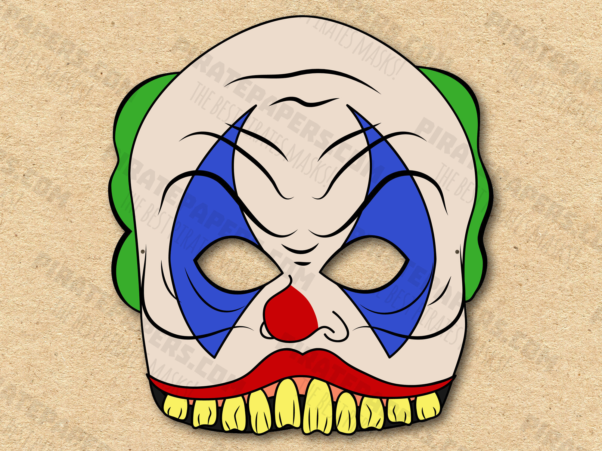 Scary Clown Mask Printable, Paper DIY for Kids and Adults. PDF Template ...