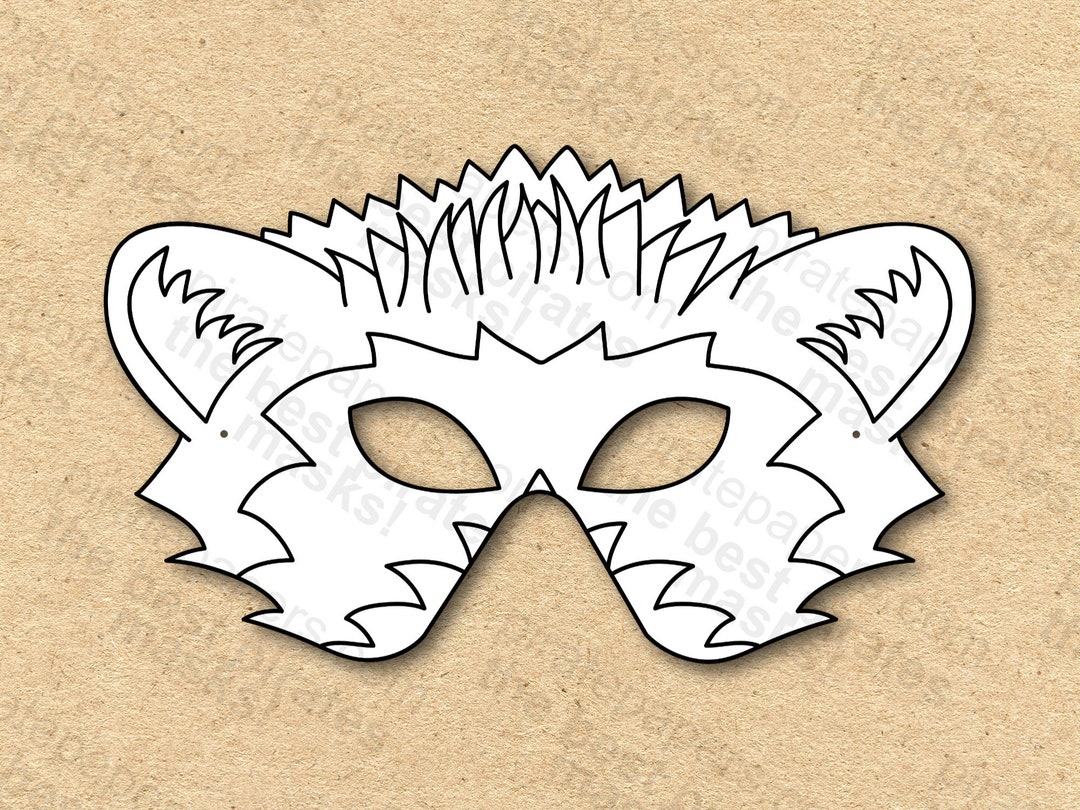 Hedgehog Mask Printable Coloring Paper DIY for Kids and - Etsy